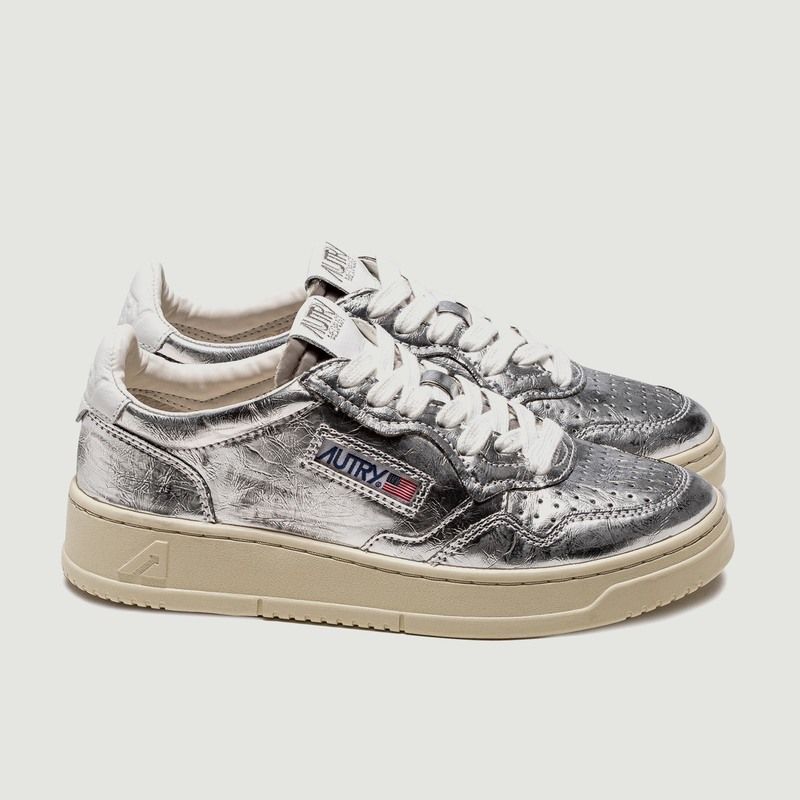 Sneakers Medalist Cuir Laminé Argenté Argent AUTRY | L’Exception