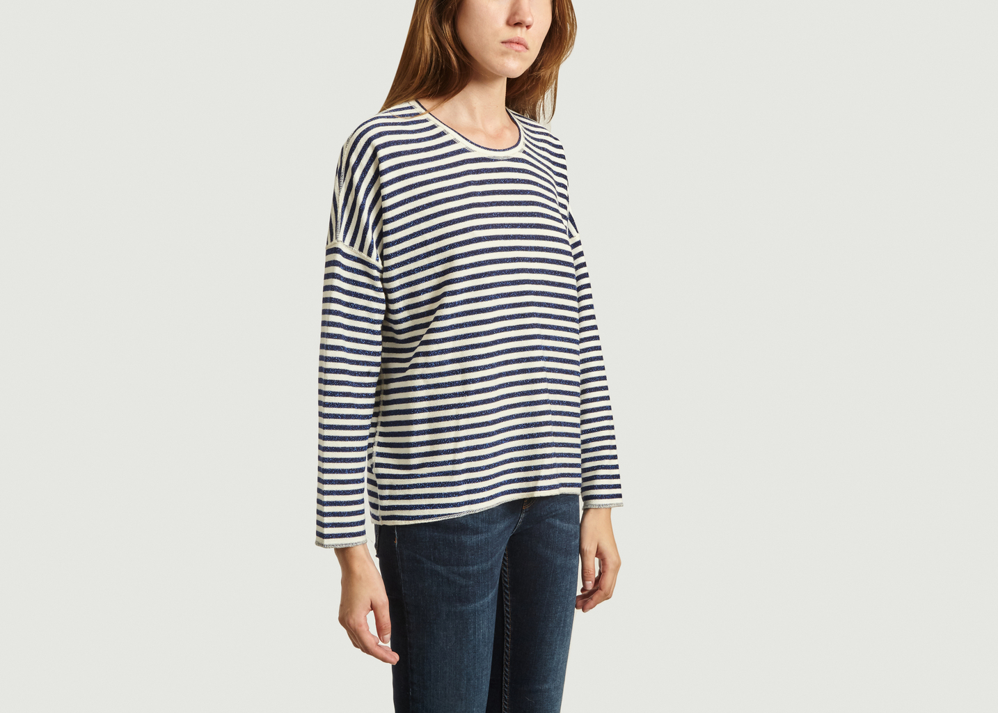 Soldes Sweat Rayé Lurex Facki Bleu Marine Bellerose à -40% | L’Exception