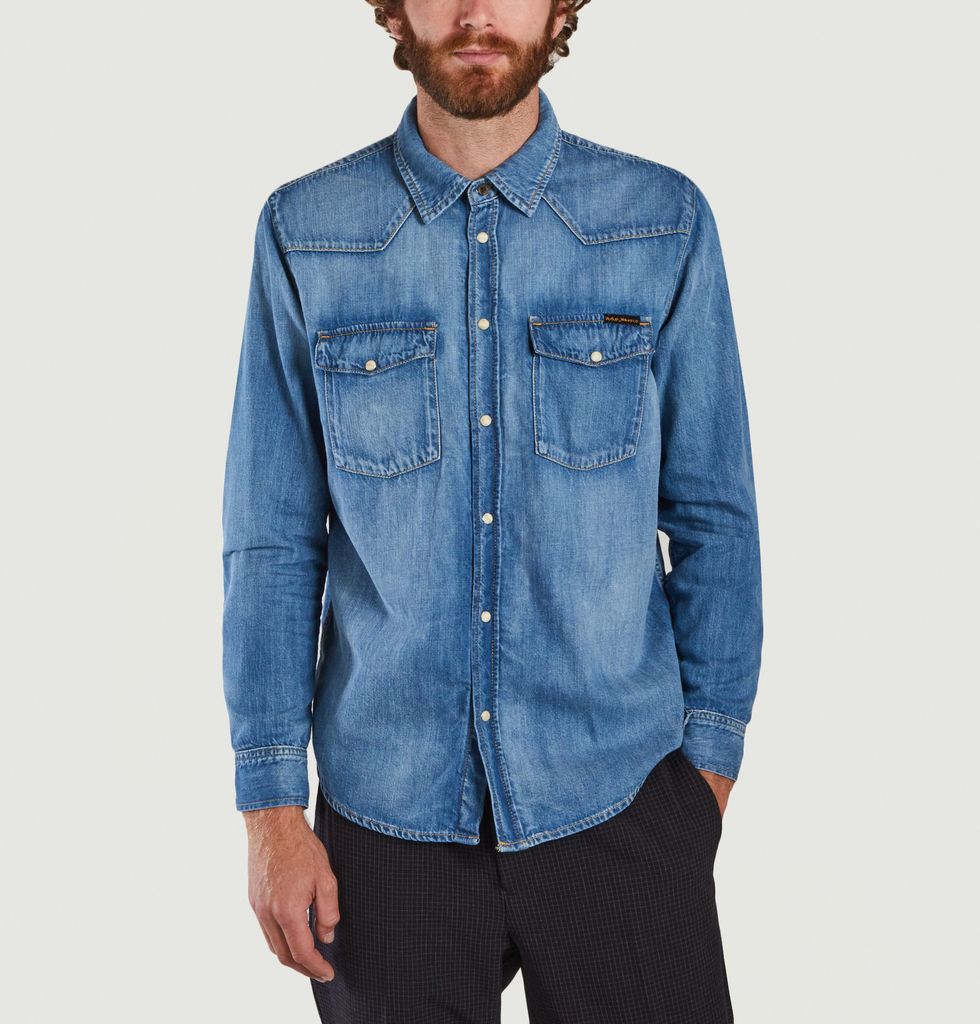 George Blue Tribe Denim Shirt Navy Blue Nudie Jeans | L’Exception