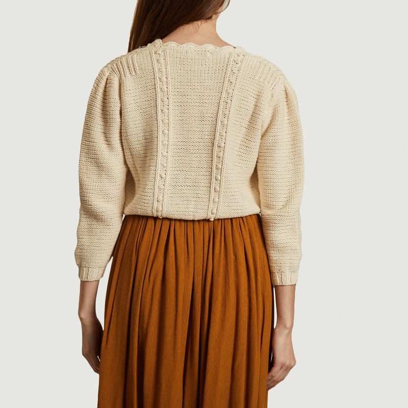 Tesoro embroidered cotton short cardigan Beige Sessùn | L’Exception