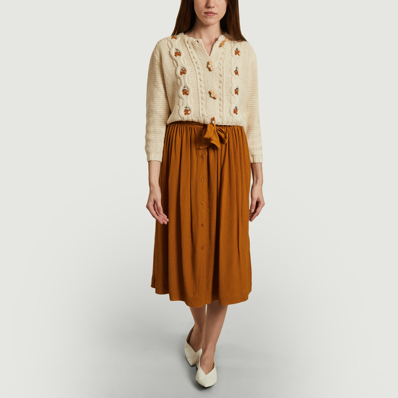 Tesoro embroidered cotton short cardigan Beige Sessùn | L’Exception