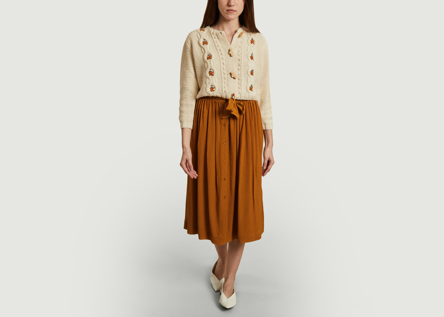 Tesoro embroidered cotton short cardigan Beige Sessùn | L’Exception